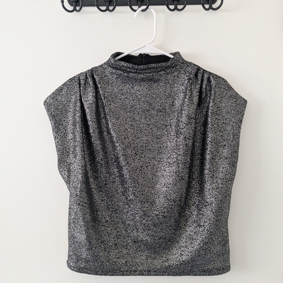 Express | Tops | Express Metallic Silver Blouse | Poshmark